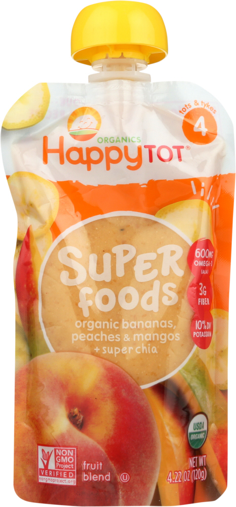HAPPY TOT: Superfoods Banana Mango and Peach Organic, 4.22 oz ...